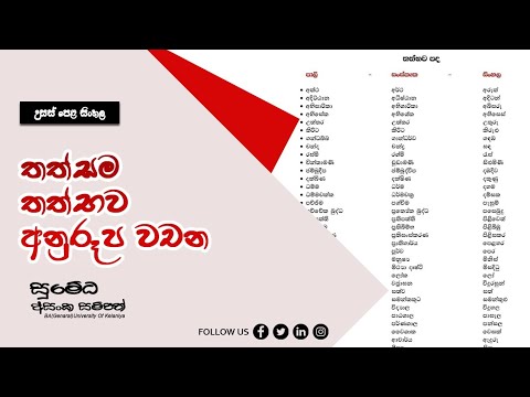 උසස් පෙළ සිංහල|A/L sinhala| තත්සම/තත්භව|අනුරෑප වචන සංයෝග| thathsama ...