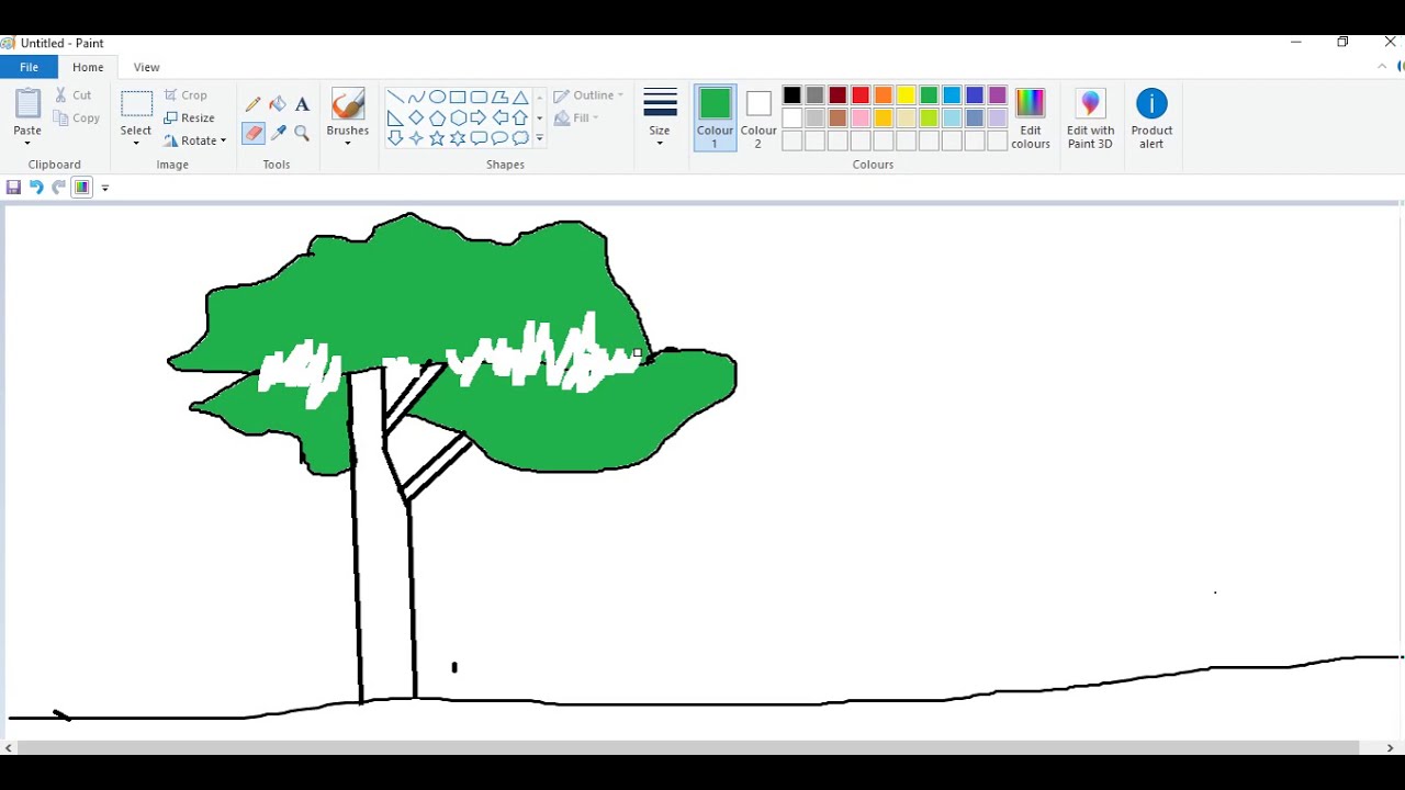 drawing of a tree using ms paint - YouTube