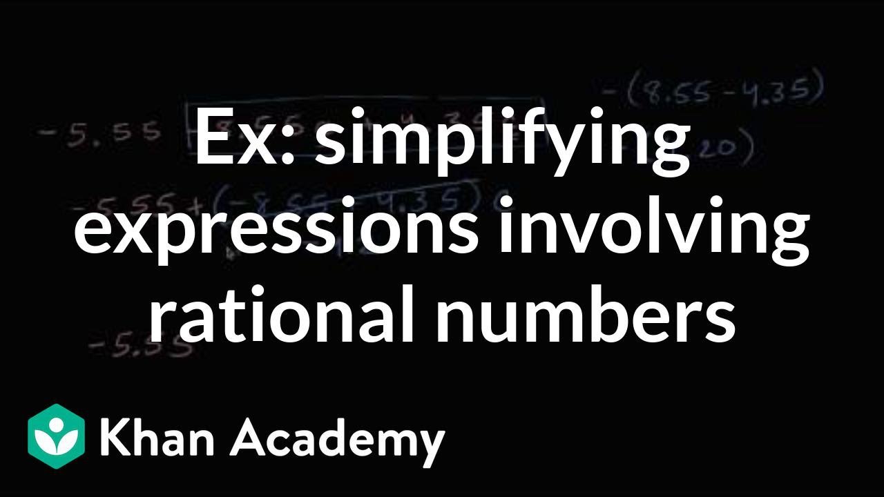 Examples of simplifying expressions involving rational numbers |7th ...