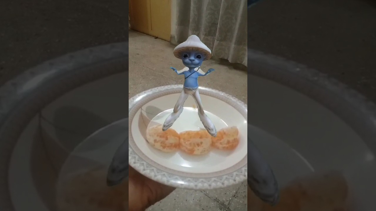 smurf cat dancing on orange #shorts_video - YouTube