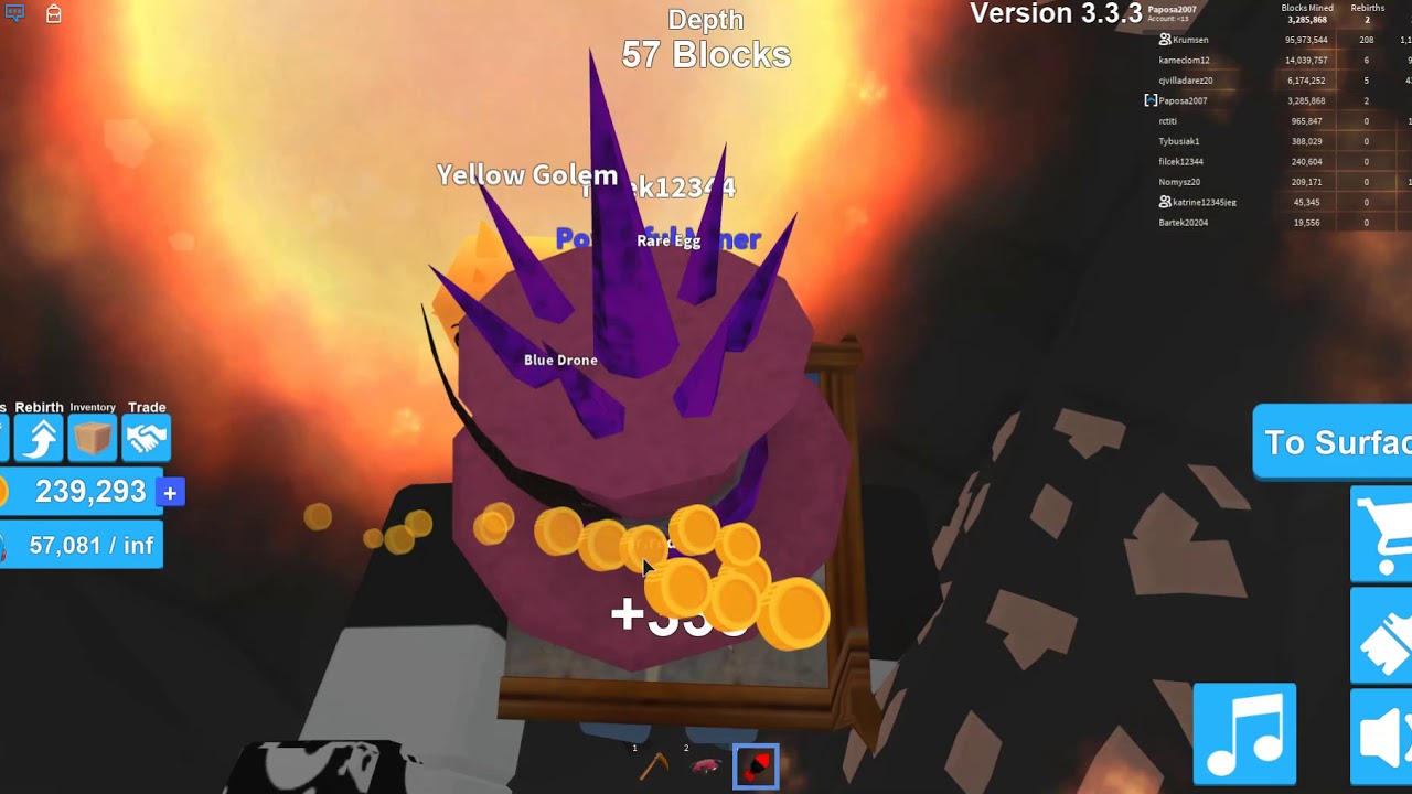 Mining simulator making a gigantic hole (roblox) - YouTube