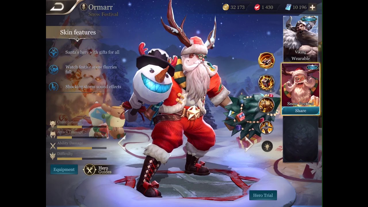 Arena of Valor Skins - Ormarr Snow Festival Skin Spotlight - YouTube
