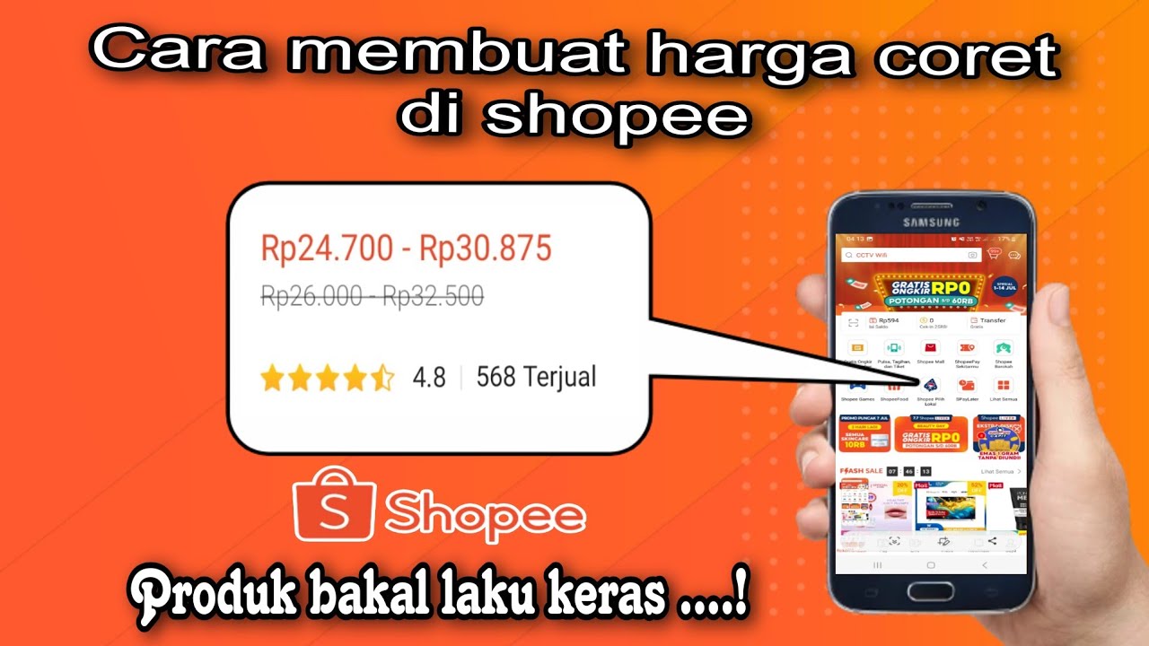 Cara membuat harga coret di shopee / cara buat diskon produk di shopee ...