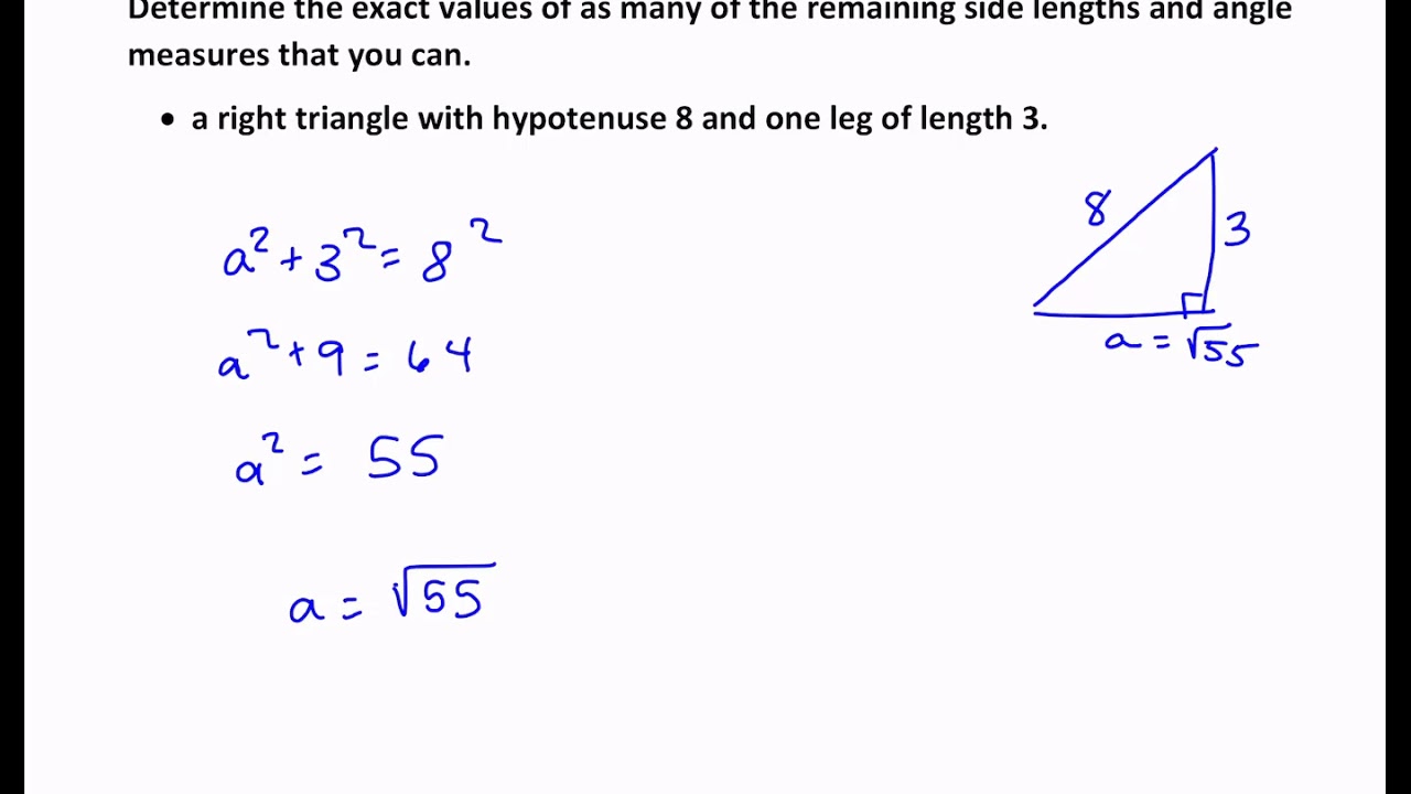 Screencast 4.1.3 Missing information in right triangles - YouTube