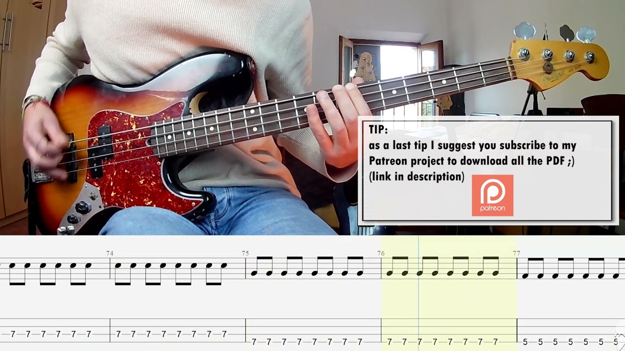 Stereophonics - Dakota BASS COVER + PLAY ALONG TAB + SCORE - YouTube Music