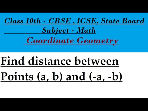 Find distance between points (a, b) and (-a, -b) - YouTube