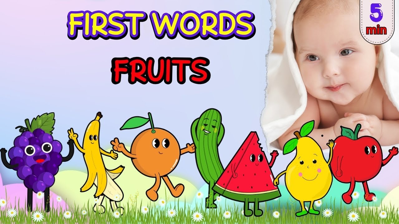 Toddler Learning Fruits | First Words in English with Real Images & Fun ...