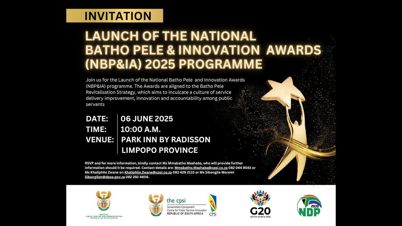 Official launch of the 2025 National Batho Pele and Innovation Awards ...