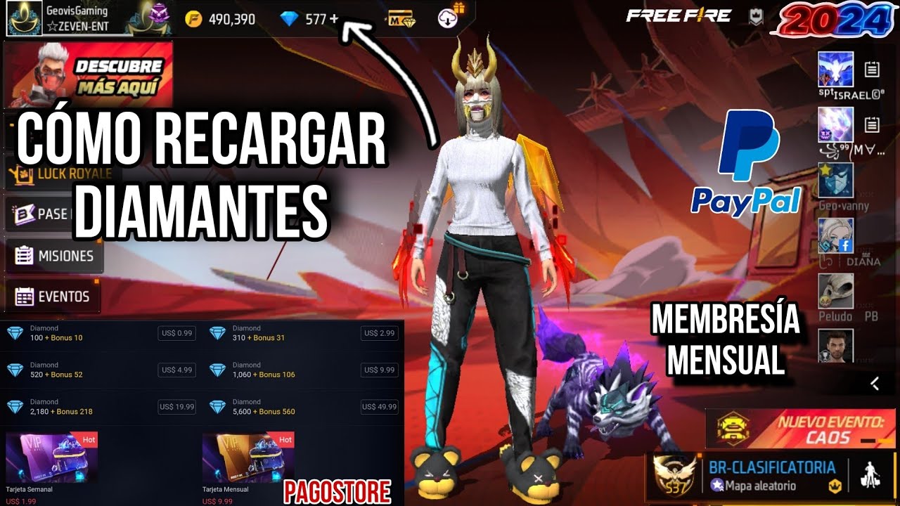 Cómo hacer recargas de Diamante 💎 en Free Fire por Pagostore con PayPal ...