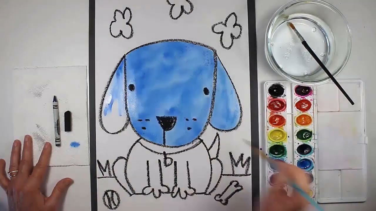 How to Draw and Paint a Blue Dog at Sunset Step-By-Step for Beginners ...