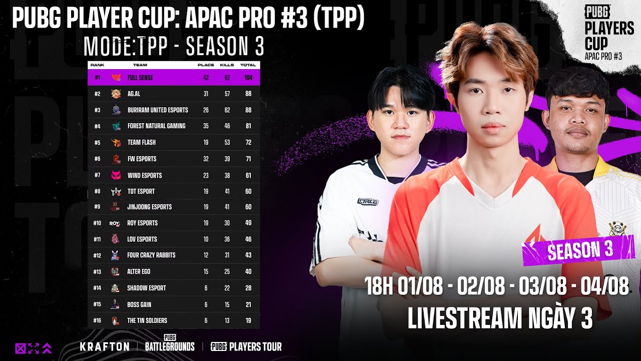 🏆[APAC Pro #3 - TPP] CK - Ngày 3: 🇻🇳 AGAL, 🇻🇳 TDT, 🇻🇳 WDE, 🇻🇳 TTS, 🇻🇳 ...