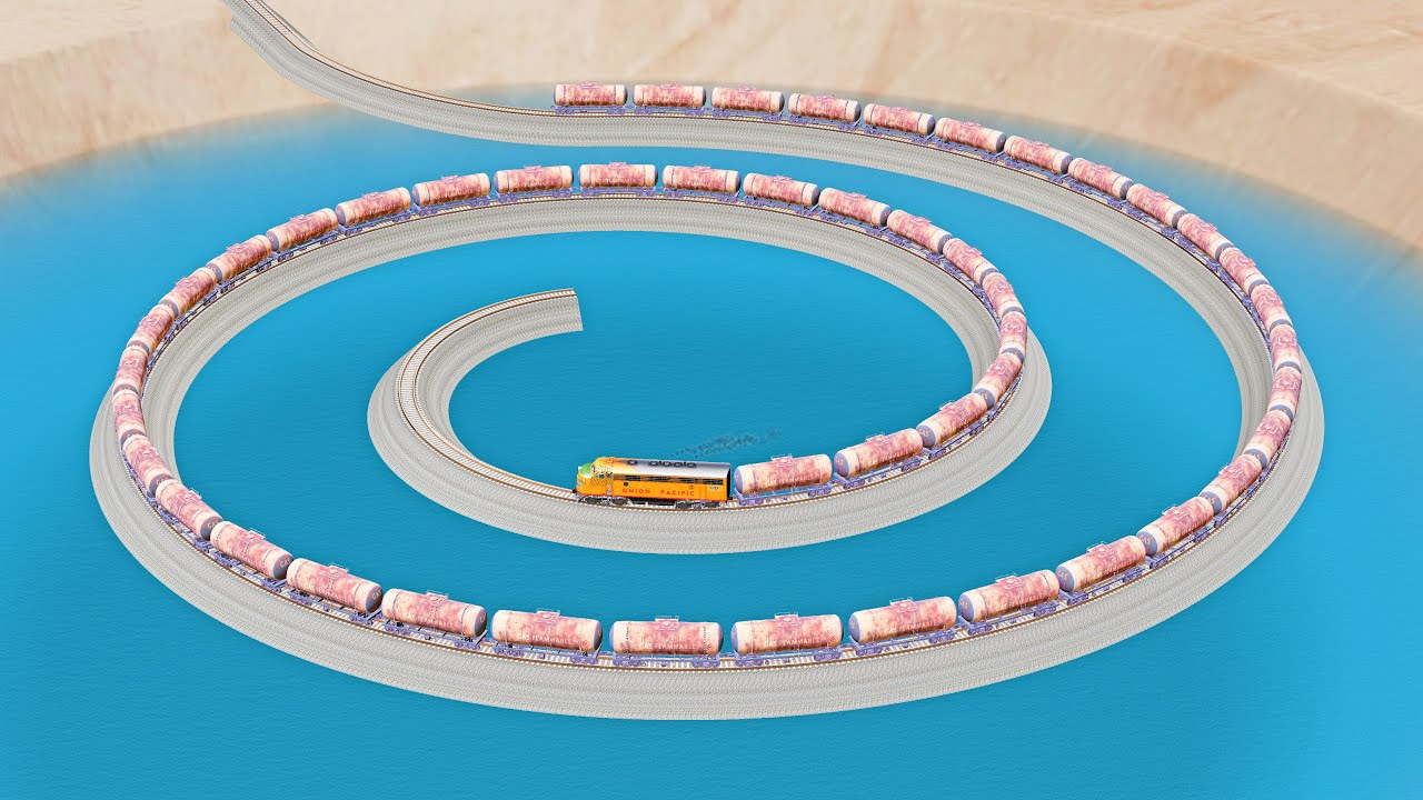 Impossible Spiral Track vs Speeding Train - Beamng Drive - YouTube