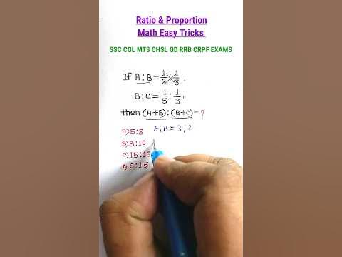 Ratio Proportion | Ratio & Proportion Math Tricks| SSC CGL MTS CHSL WB PSC FOOD || #shorts - YouTube