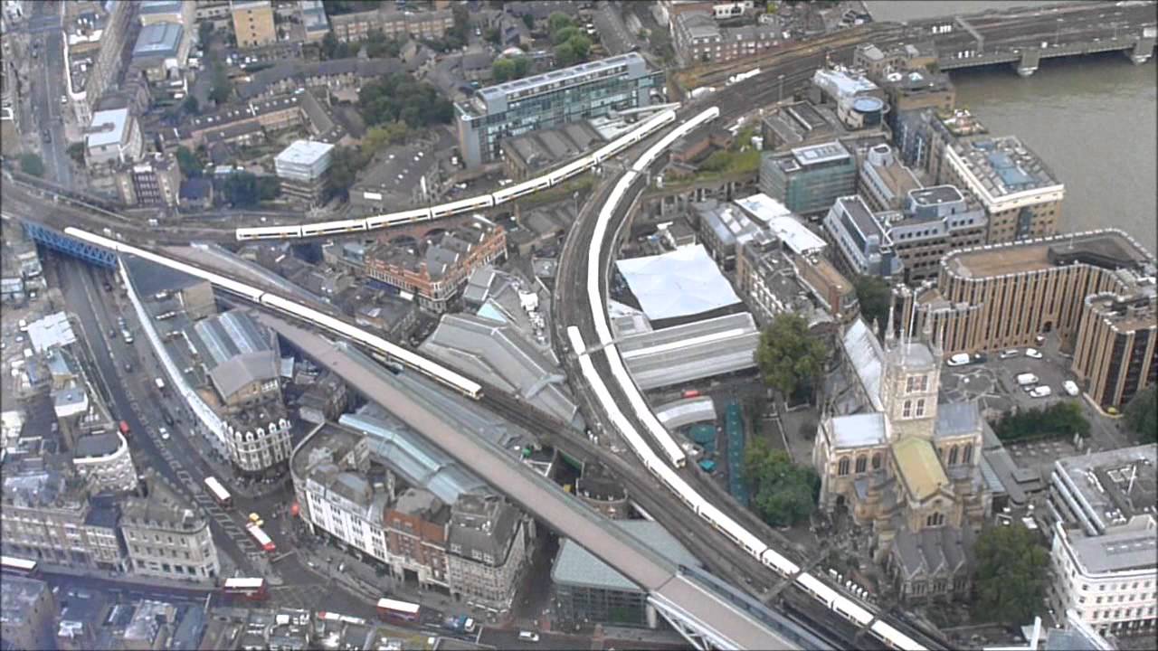 Trains at Borough Market Junction from The Shard - YouTube