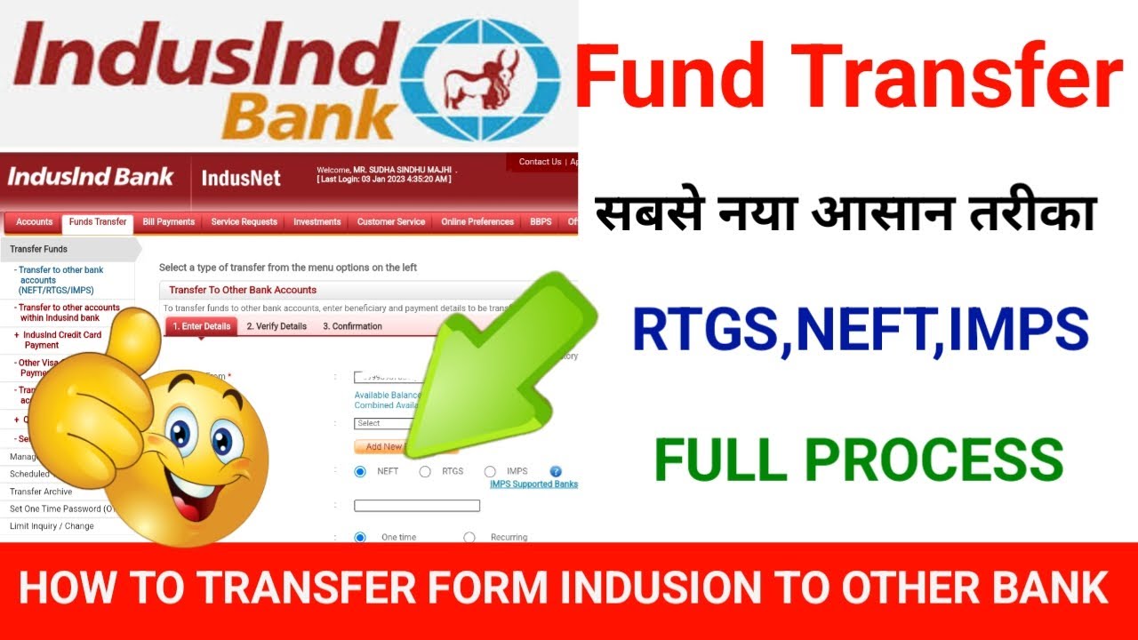 Indusind bank money transfer online || How to transfer money from ...