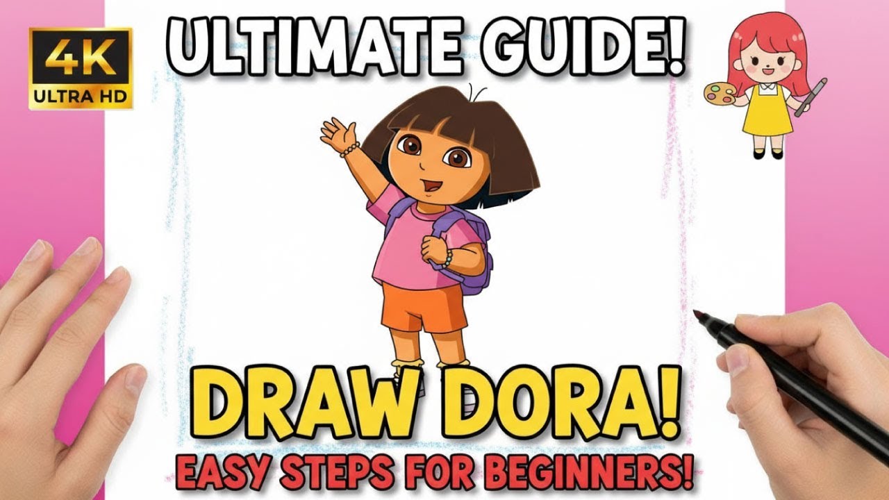 How to Draw Dora the Explorer! 🗺️ EASY Step-by-Step 4K Tutorial for ...