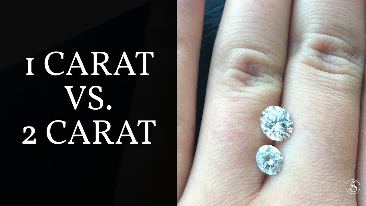 Diamond Carat Size Comparison 1 Carat Vs 2 Carat Round Shape Stones