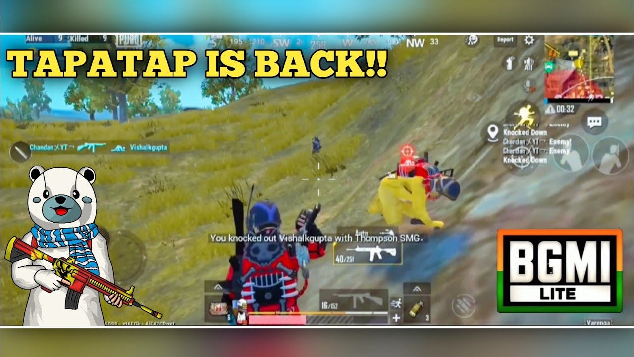 TAPATAP IS BACK!!|1V4 GAMEPLAY|CHANDAN GAMING YT|#pubglite#bgmilite ...