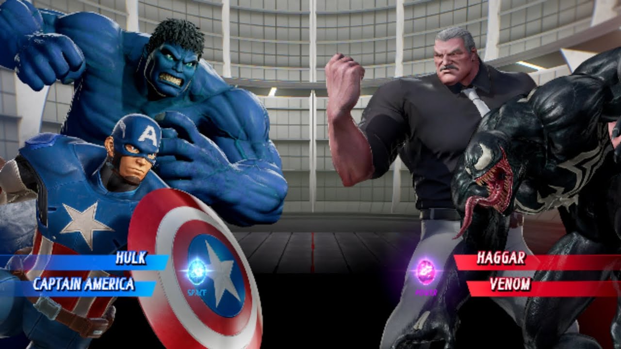 Hulk & Captain America Vs Haggar & Venom [Very Hard]AI Marvel vs capcom - YouTube