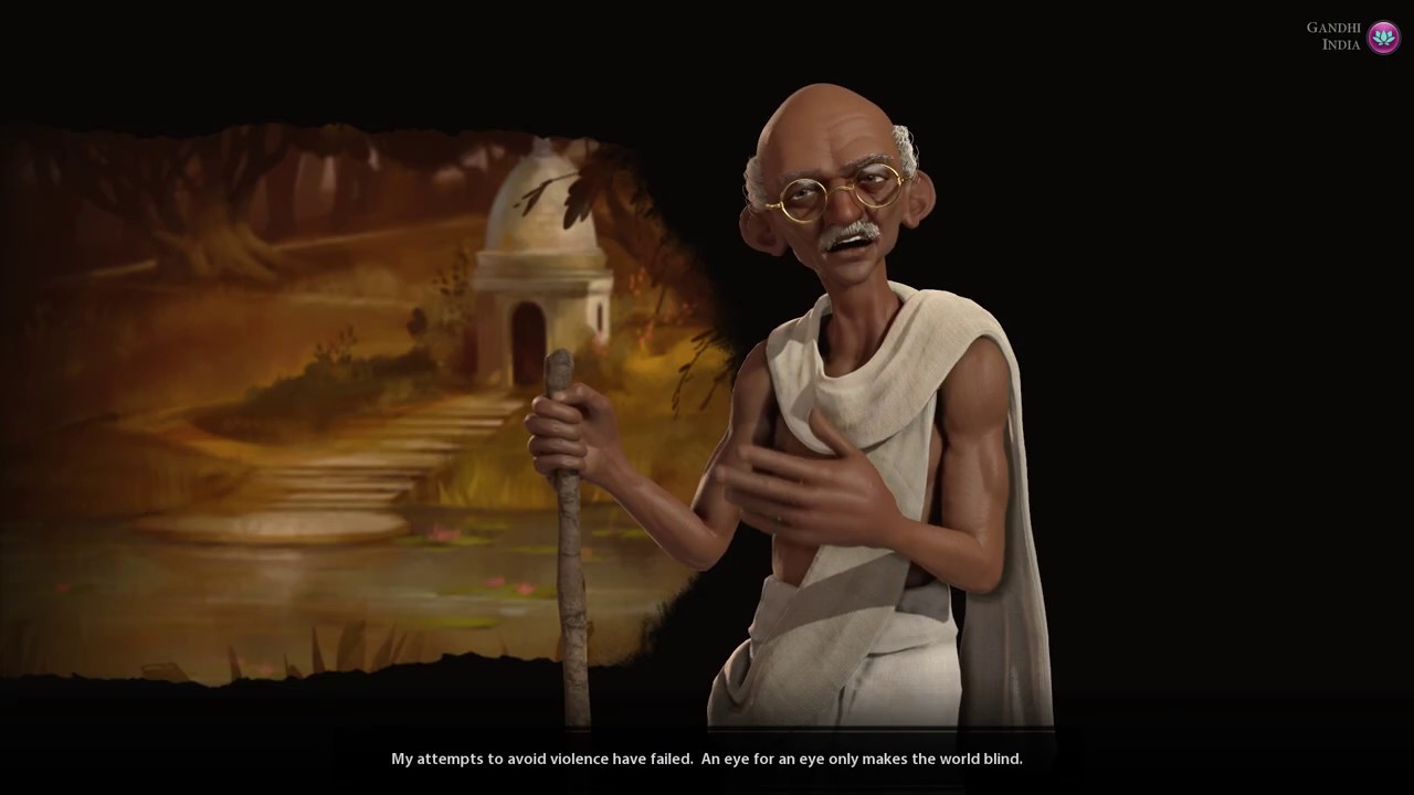 Civilization 6 Gandhi of India Declare War Cutscene - YouTube
