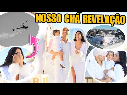 NOSSO CHÁ REVELAÇÃO EM CASA COM HELICÓPTERO!! *MENINO ou MENINA?* 💚🩷😭