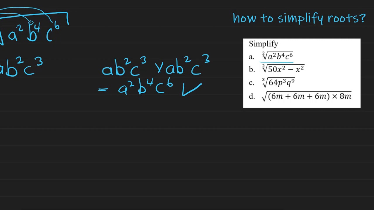 Simplify algebraic roots - YouTube