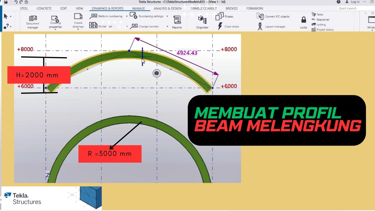 Membuat Profil Beam Melengkung - TUTORIAL TEKLA STRUCTURE - YouTube
