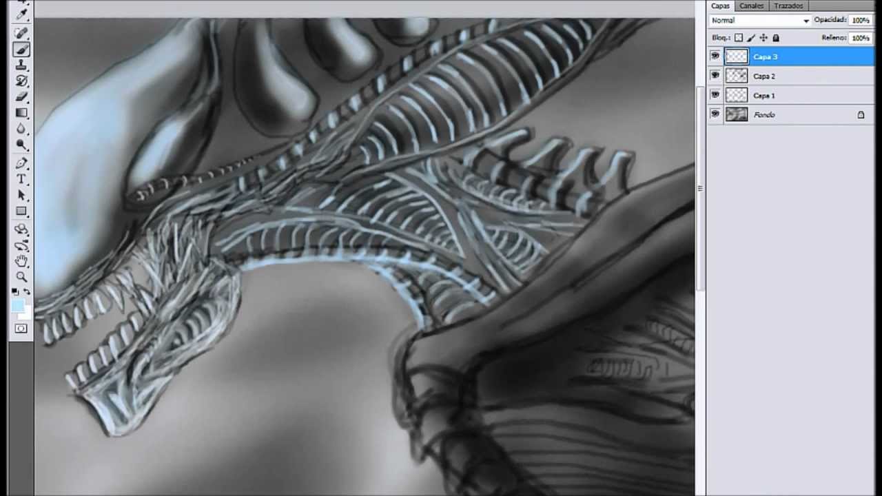 Alien Speed-Draw made in Photoshop. - YouTube