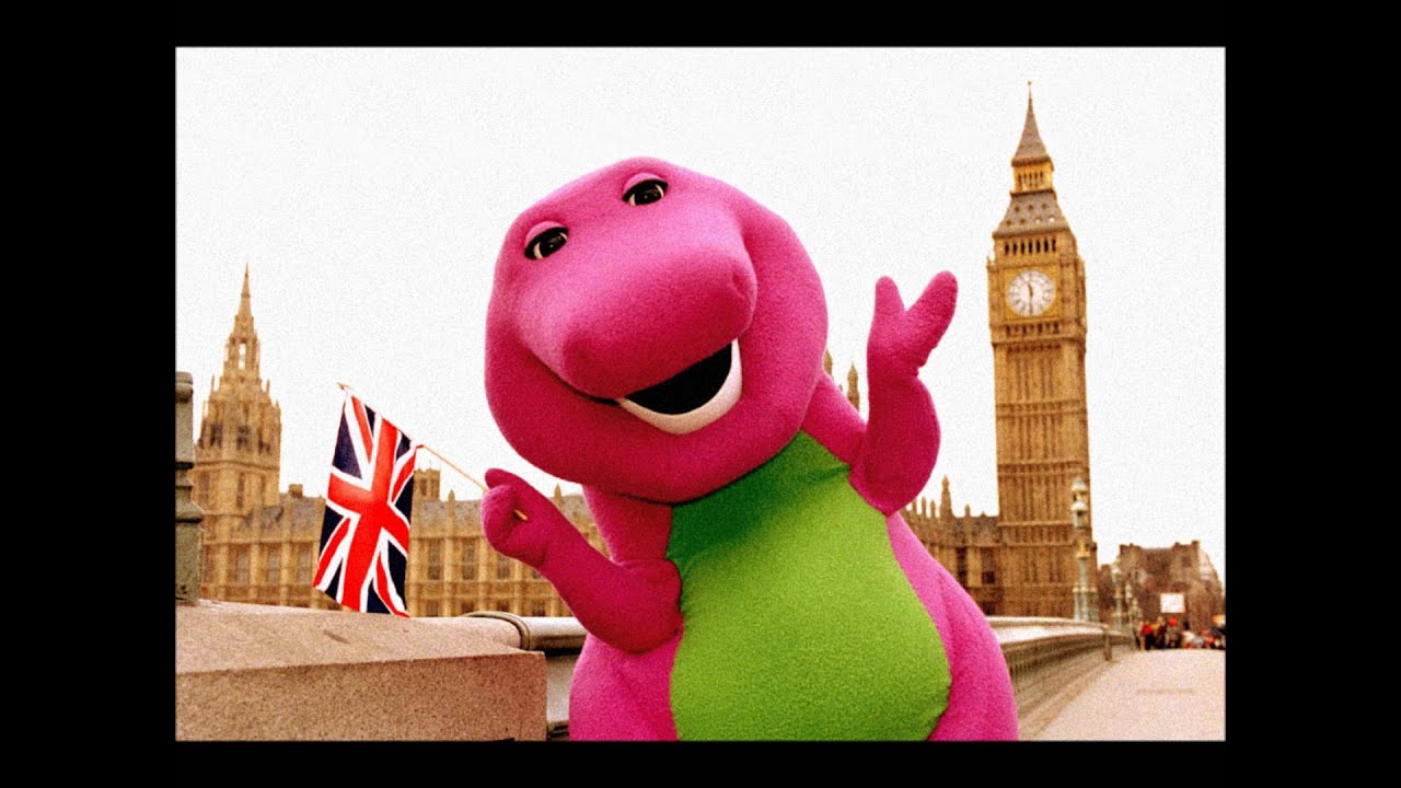 Barney the dinosaur in London - YouTube