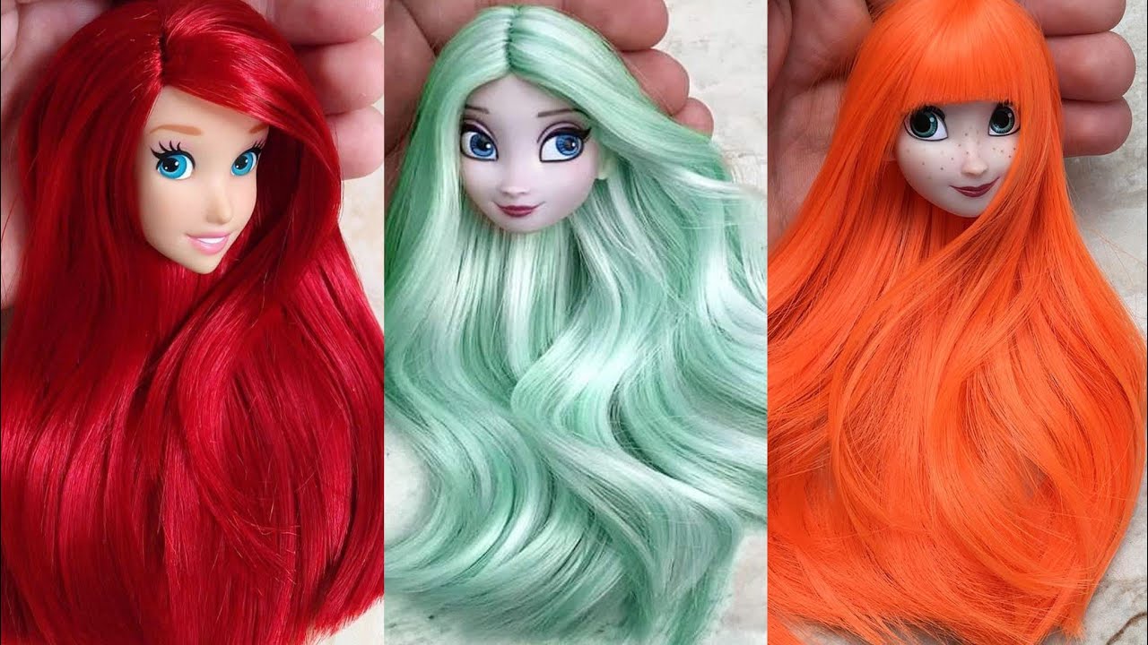 Disney Princess Doll Makeover ~ DIY Miniature Ideas for Barbie ~ Wig ...