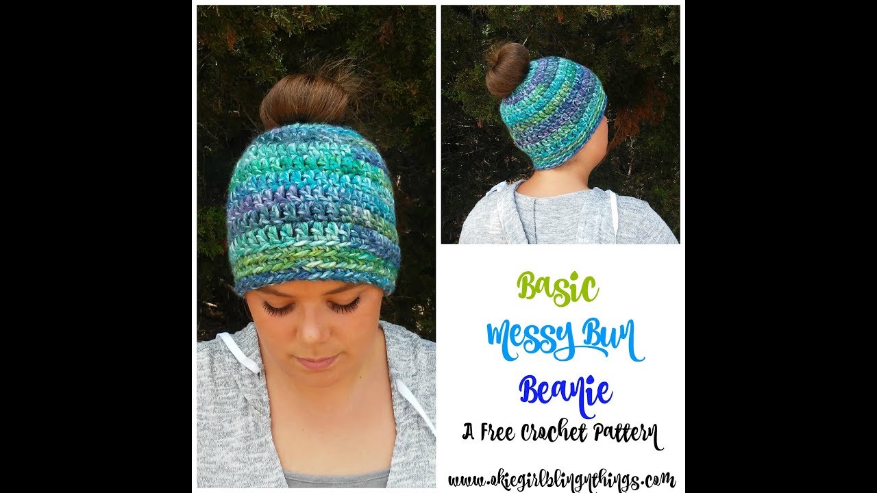 Basic Messy Bun Beanie Crochet Tutorial, Messy Bun Hat, - YouTube