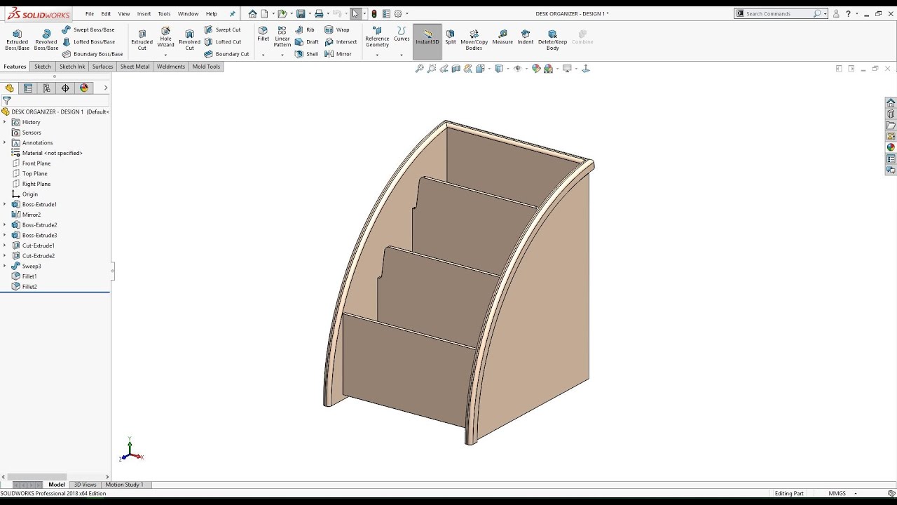 How to design a Desk Organizer.| 3D Model | ADVANCE SOLIDWORKS | DESIGN ...
