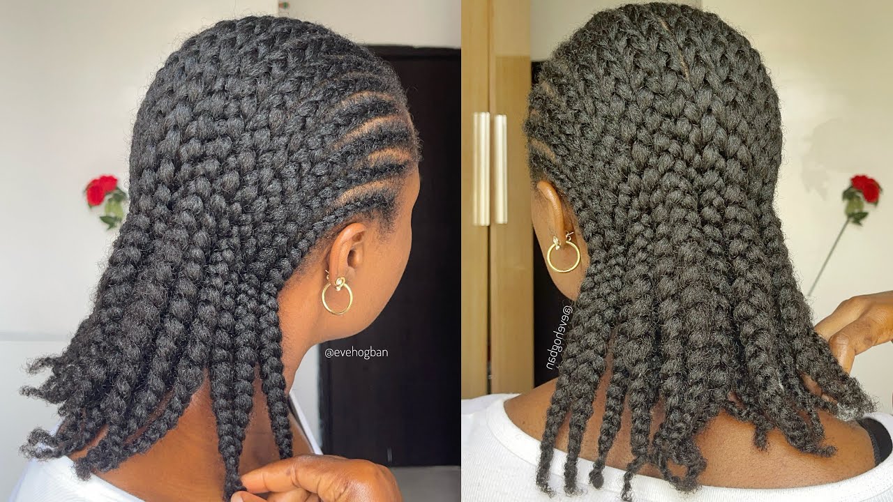 Mini Straightback Cornrows On 4C Hair For Length Retention & Long Hair ...