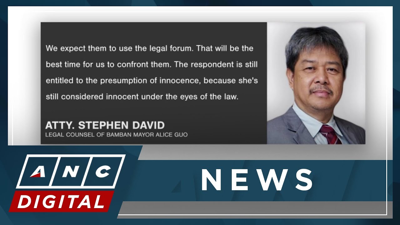 Lawyer: Alice Guo 'presumed innocent' despite NBI findings | ANC - YouTube