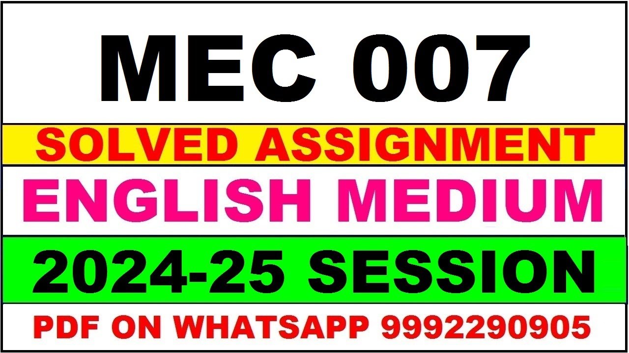 mec 7 solved assignment 2024-25 | mec 7 solved assignment in english ...
