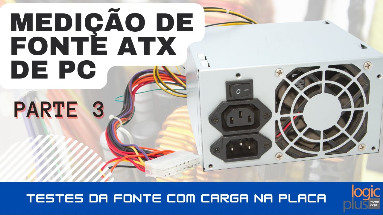 Medição de tensões de fonte ATX de PC - Teste com carga - ligada à ...