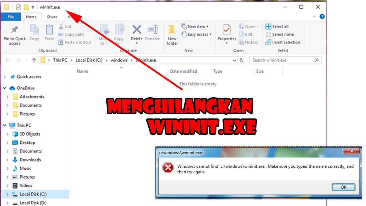 Cara Menghilangkan Wininit.exe saat Start Up di Windows 7 dan 10 - YouTube