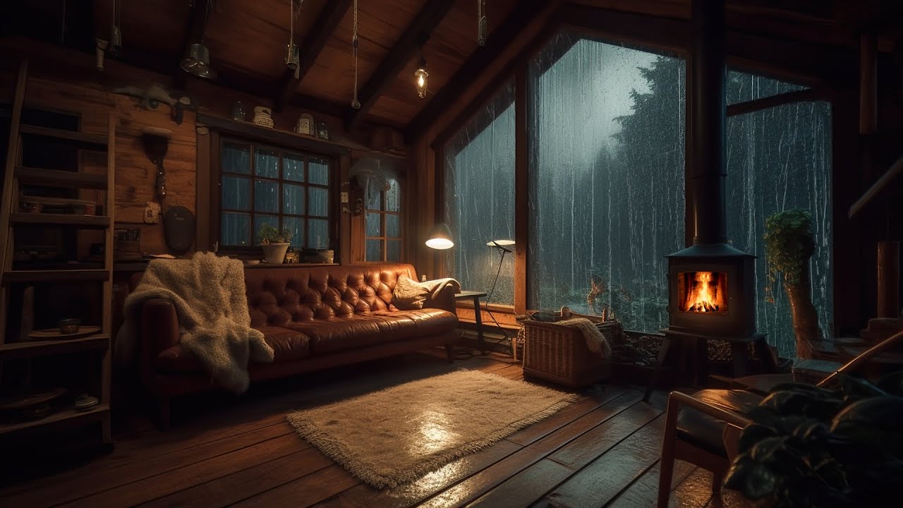 Wood Cabin Ambience | Rain Sounds for Sleep, Relaxation & Study with ...