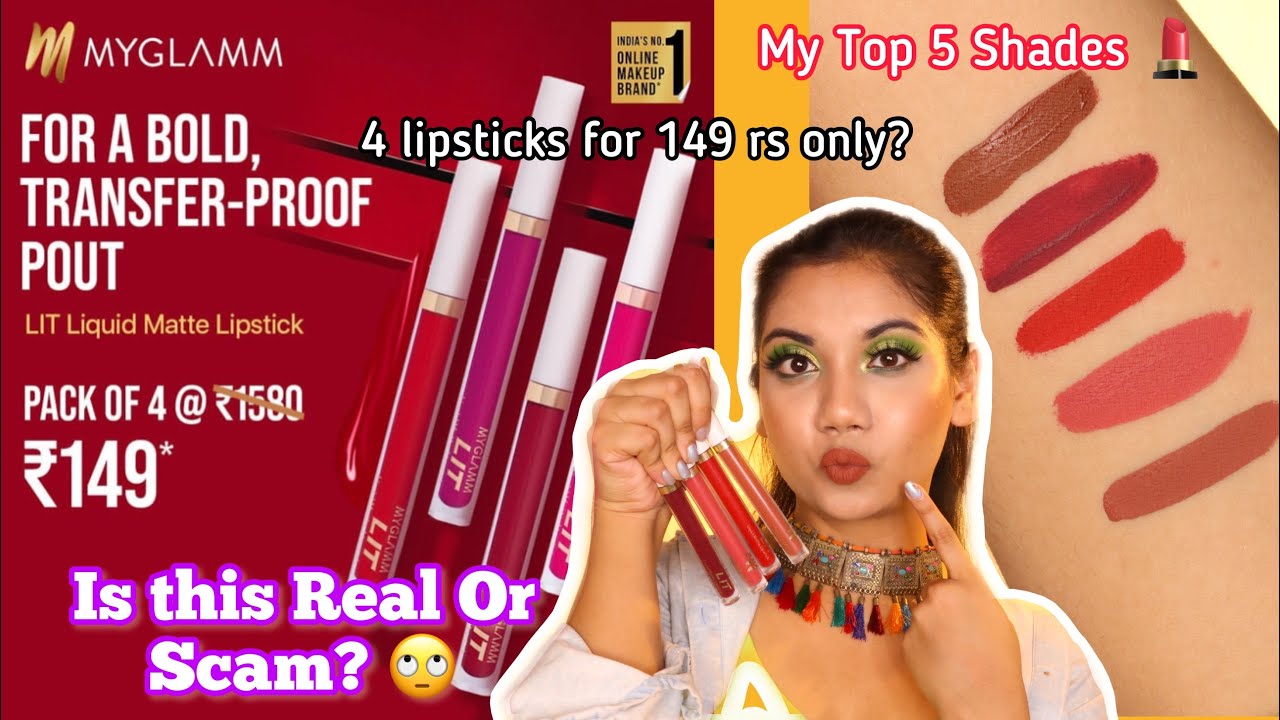 MyGlamm LIT Liquid Matte Lipstick Free || 4 MyGlamm Lipsticks at Rs ...