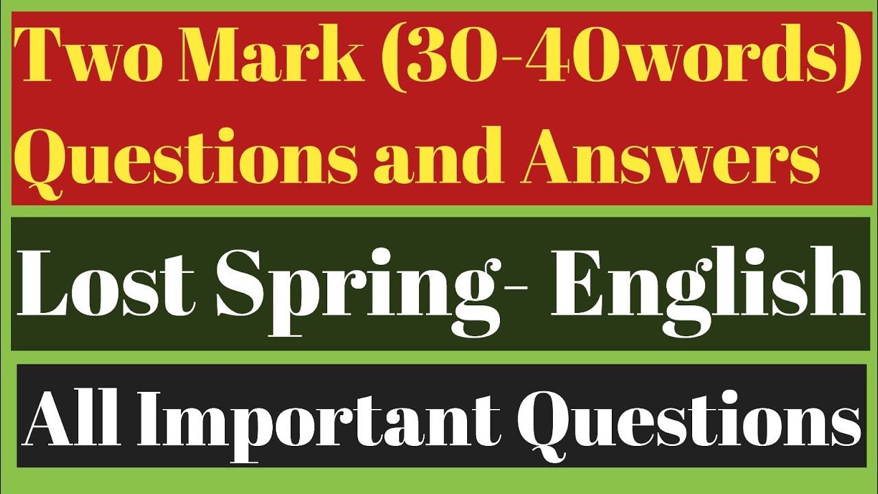 Two Mark Question Answer of Lost Spring // Short Question Lost Spring ...