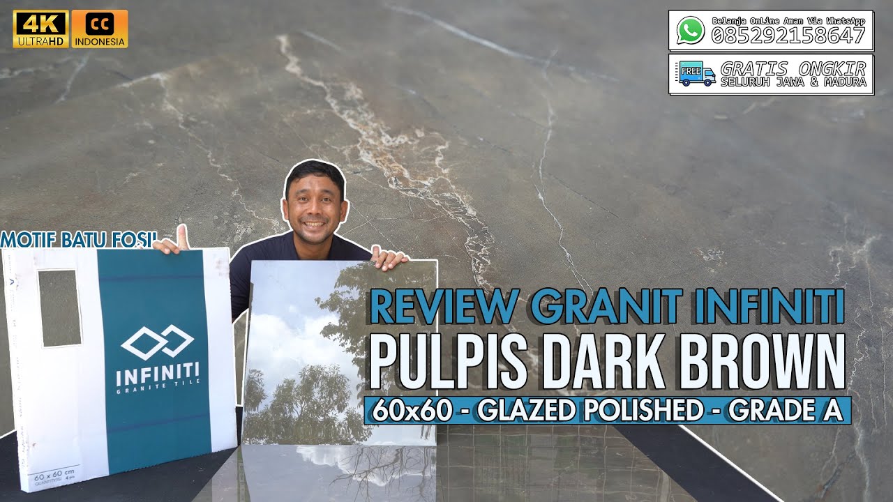 REVIEW GRANIT MOTIF BATU FOSIL, INFINITI PULPIS DARK BROWN || GLAZED ...