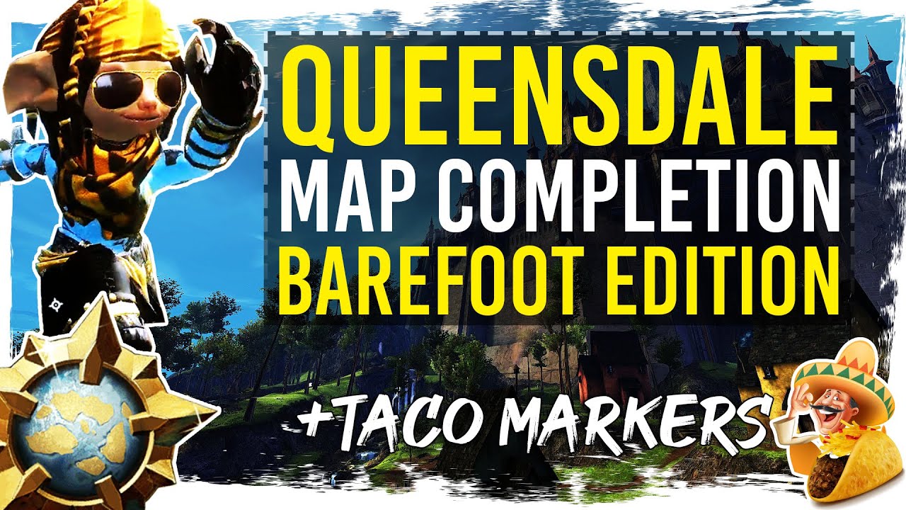 Guild Wars 2 - Queensdale Map Completion with TacO Markers - YouTube