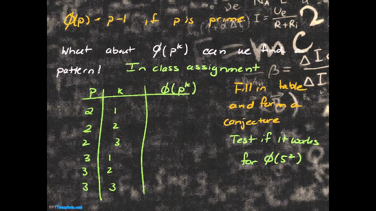 Number Theory 11 10 Euler Totient Function Formula For Totient Function Of A Prime Youtube