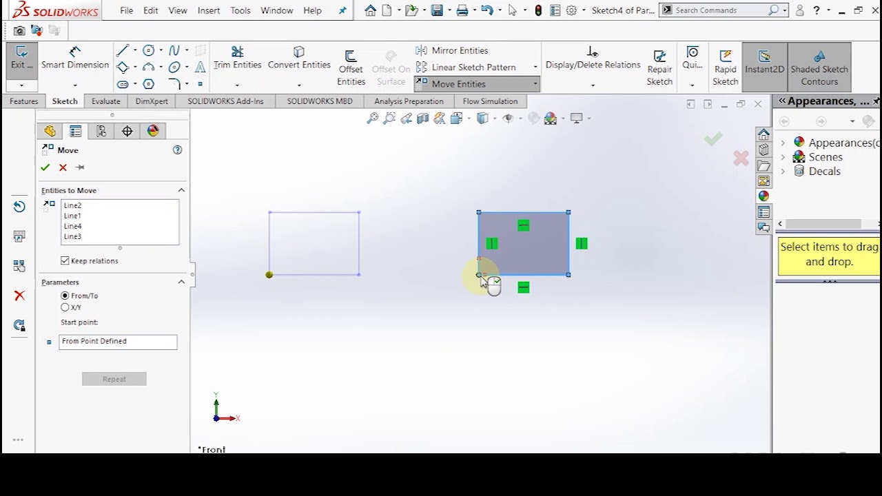 SW#1.14 copy and move 2D command in solidworks - YouTube