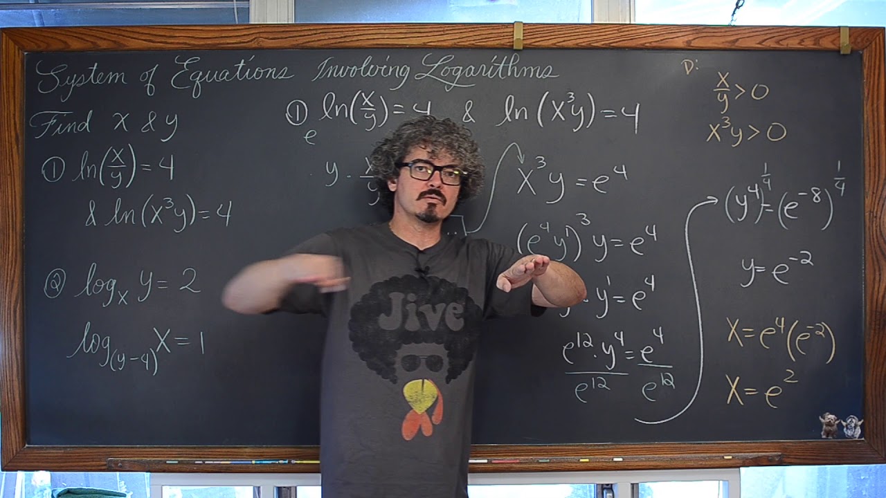 System of Equations Involving Logarithms HAPPY THANKSGIVING:D - YouTube