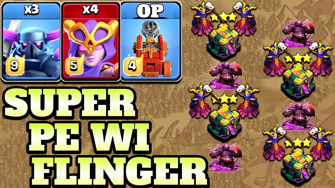 Super Witch Pekka Attack With Flame Flinger!! 4 Super Witch + 3 Pekka ...