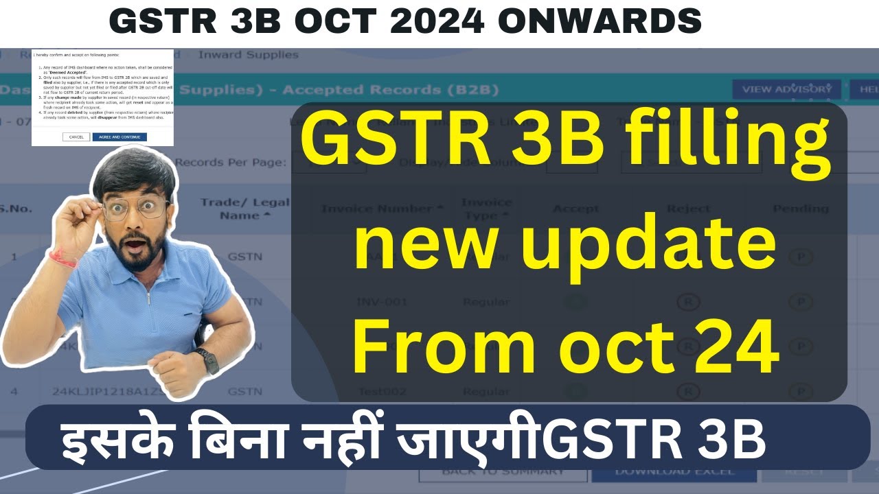 GSTR 3B new changes from Oct 2024 | Additional confirmation while ...