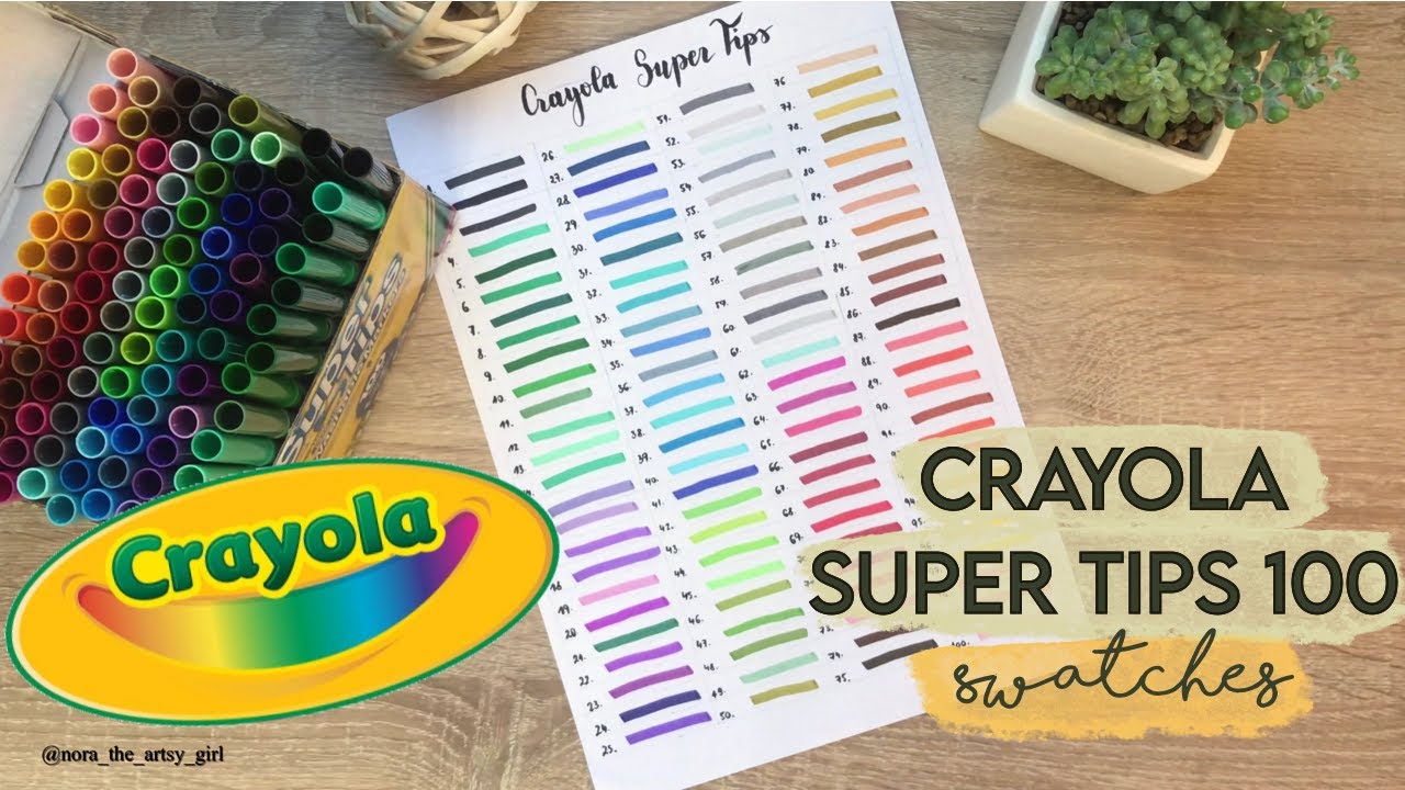 Crayola Super Tips 100 Swatches - YouTube