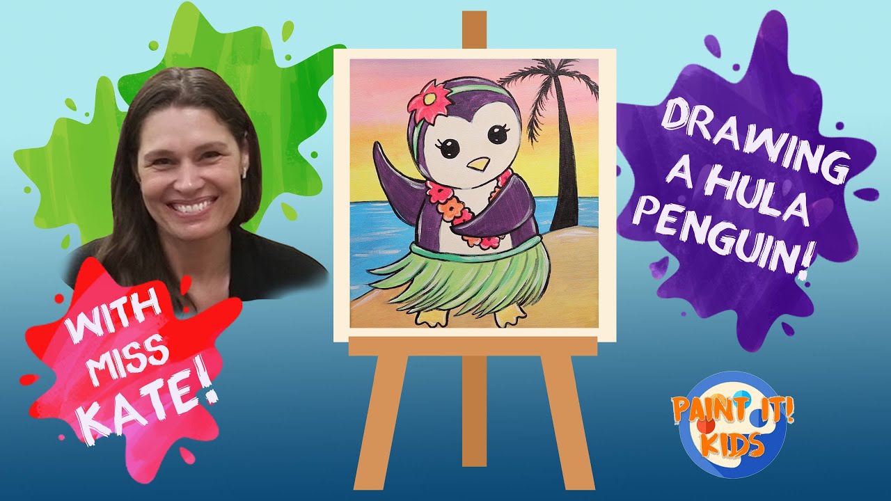 Drawing for Kids - How to Draw a Hula Penguin - art for kids - Cute ...