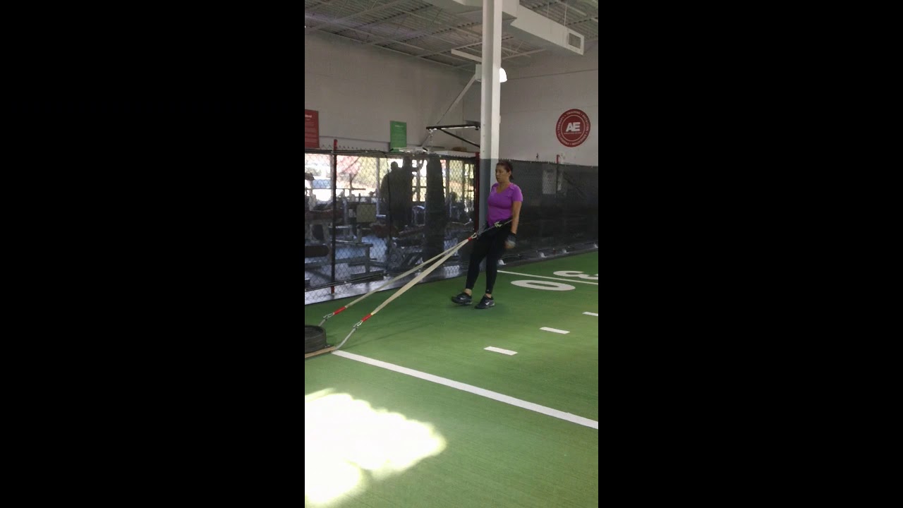 Backward Sled Pull with Andrea - YouTube